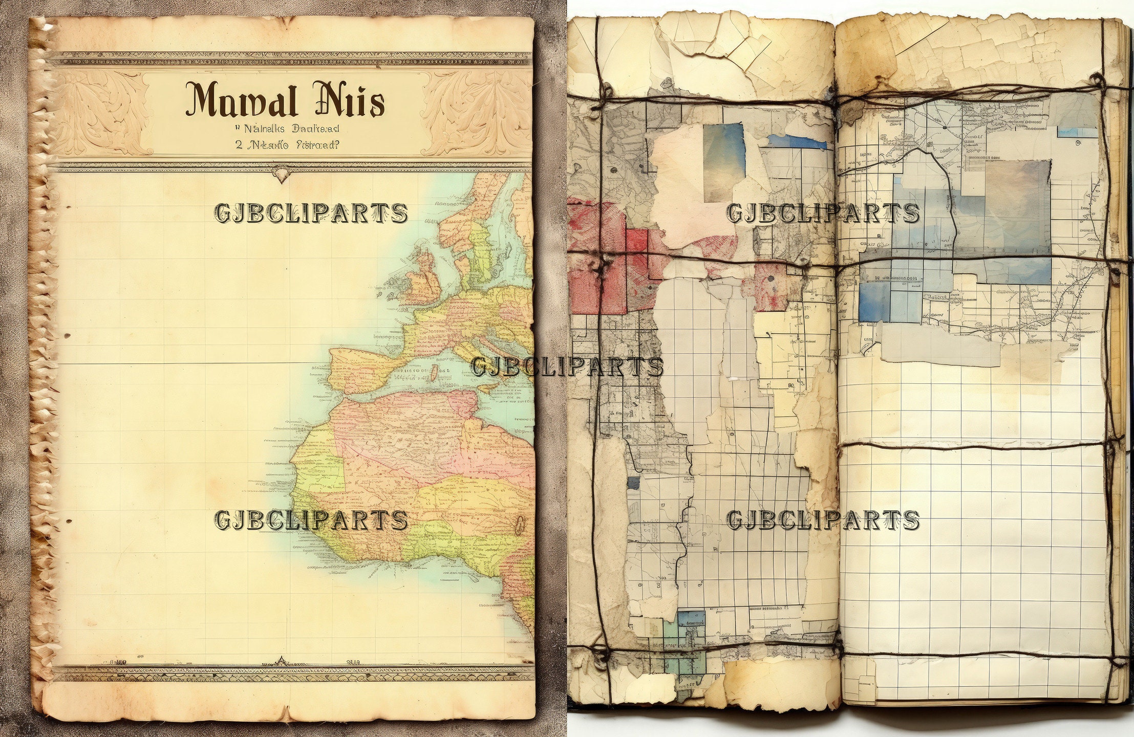 Maps Lined Page, Empty Journal Page With a Border Clipart, Journaling ...
