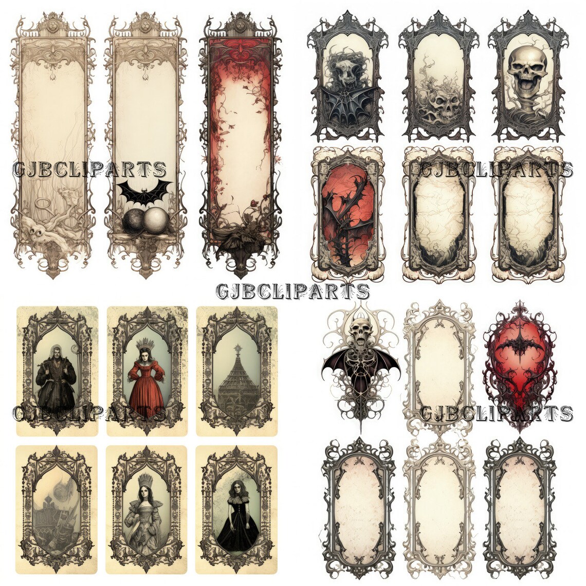 Vampire Ornamental Card Clipart Vintage Card Clipart Junk - Etsy