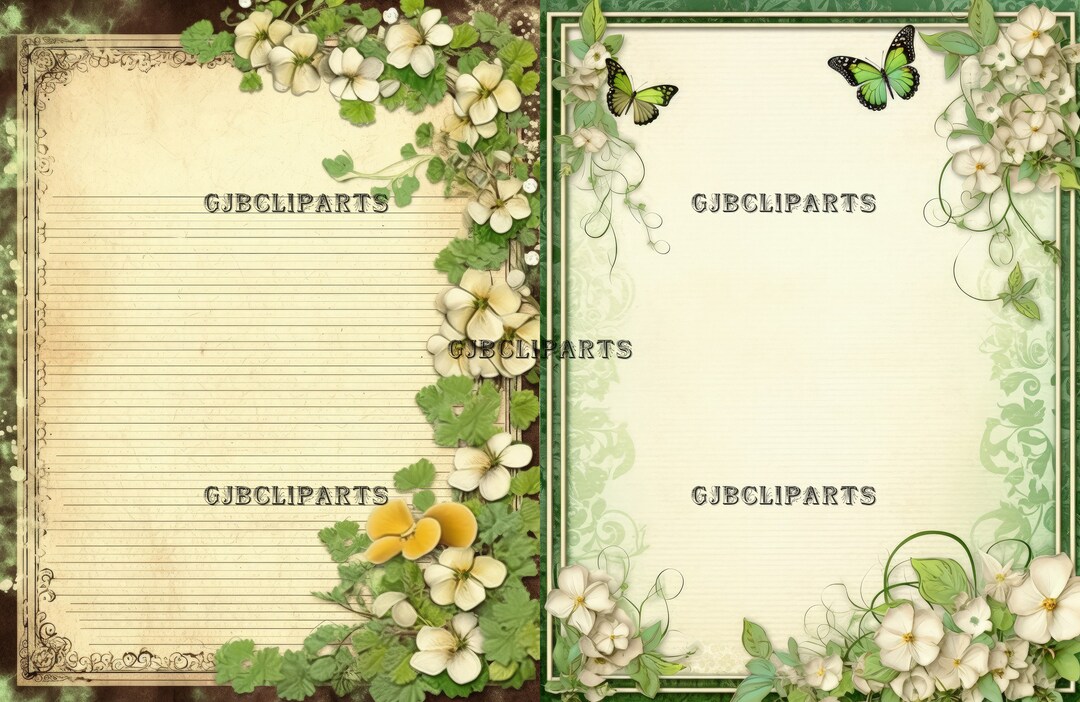 St. Patrick's Day Lined Page Clipart, Empty Journal Page With Design ...