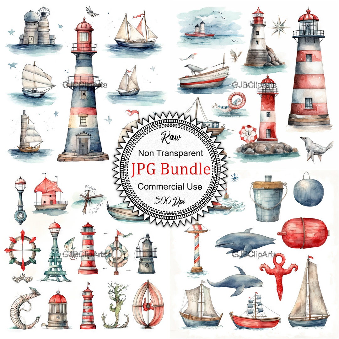 Watercolor Nautical Set Clipart, , Scrapbooking Supplies, Scrapbooked ...