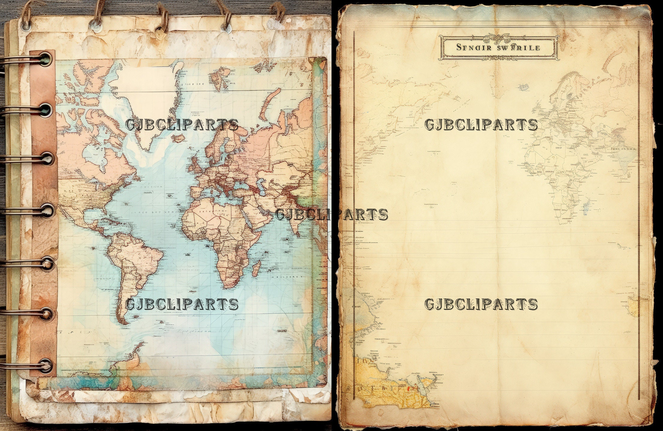 Maps Lined Page, Empty Journal Page With a Border Clipart, Journaling ...