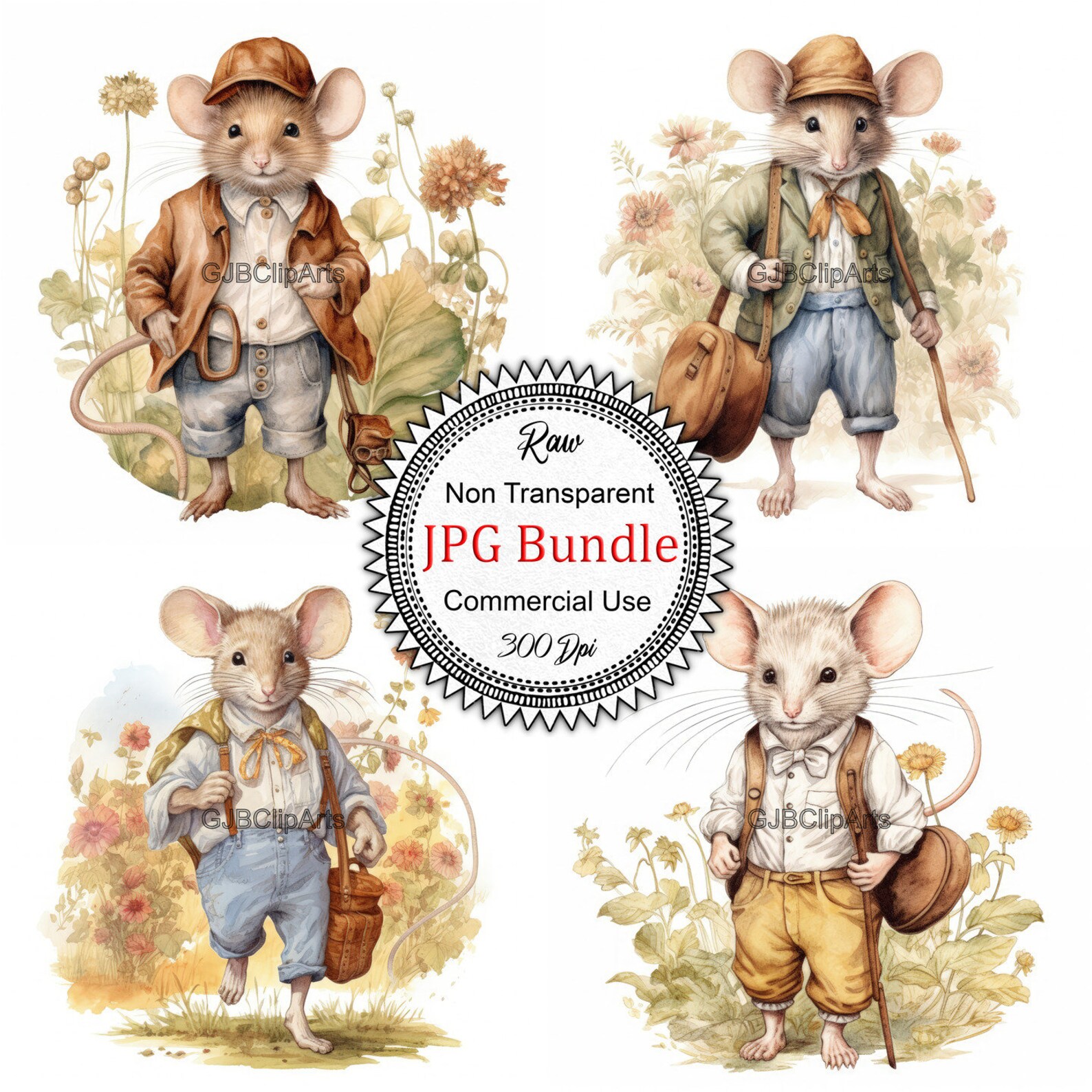 Vintage Mouse Clipart Mouse With Clothes Clipart Field - Etsy