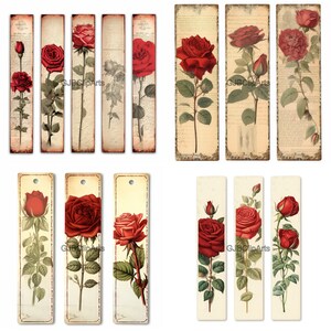Red Rose Vintage Bookmark Clipart, Journaling Labels, , Journaling ...