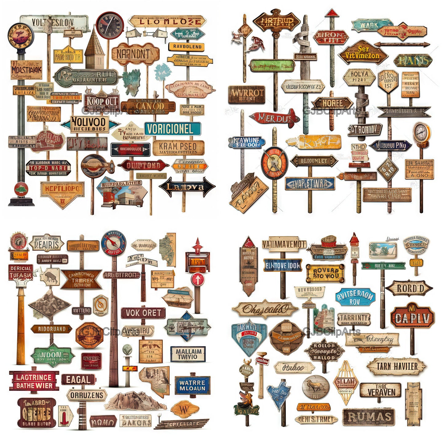 World Travel Road Sign Clipart, Journaling for God, Junk Journal ...