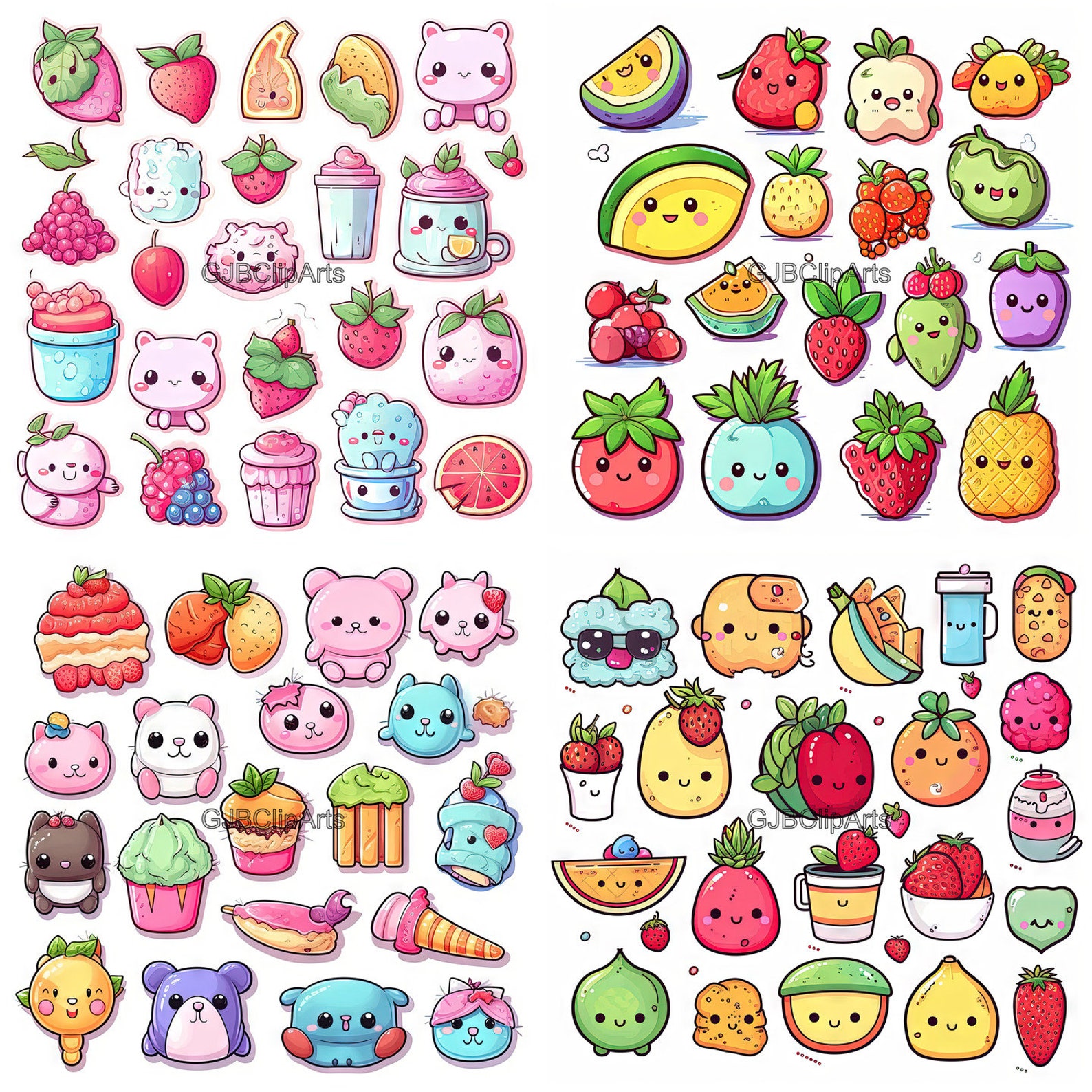 Kawaii Clipart, Kawaii Bundle Collection,digital Stickers, Digital ...