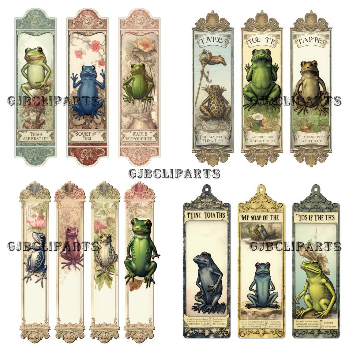 Frogs Clipart Tall Ornate Labels Junk Journal Book Vintage - Etsy