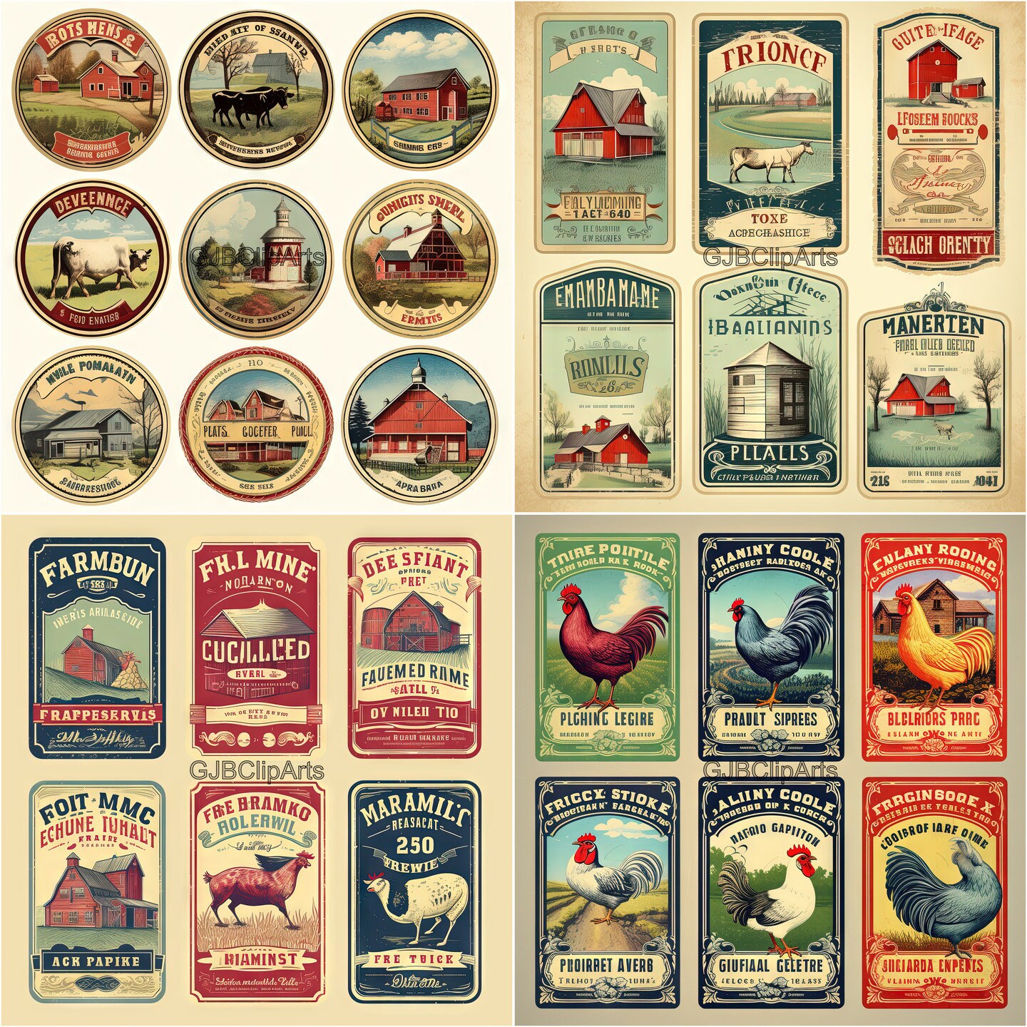 Vintage Farm Labels Clipart- Digitized Artwork Collection,digital ...