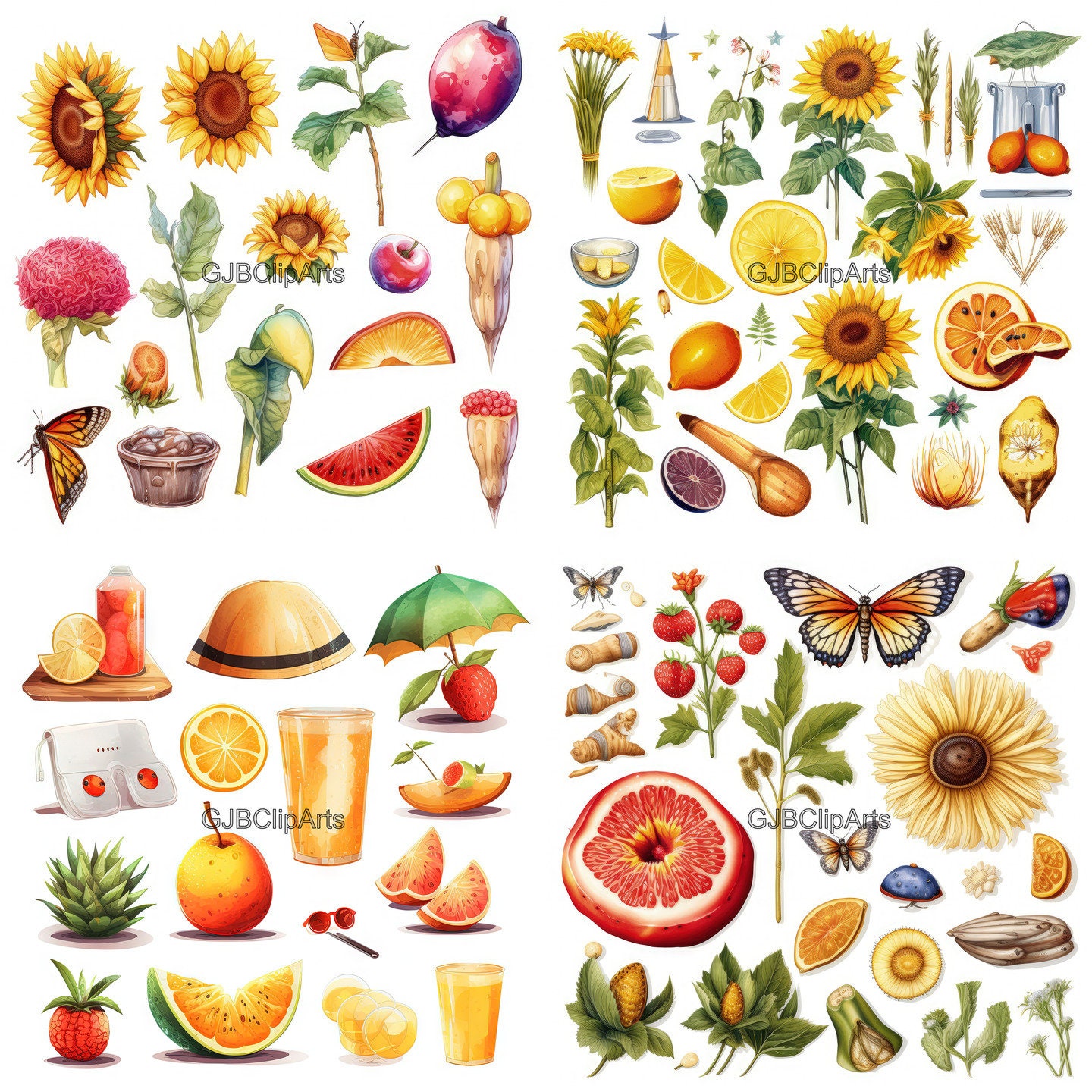Summer Solstice Activities Clipart, Sun Clipart, Flowers Clipart ...