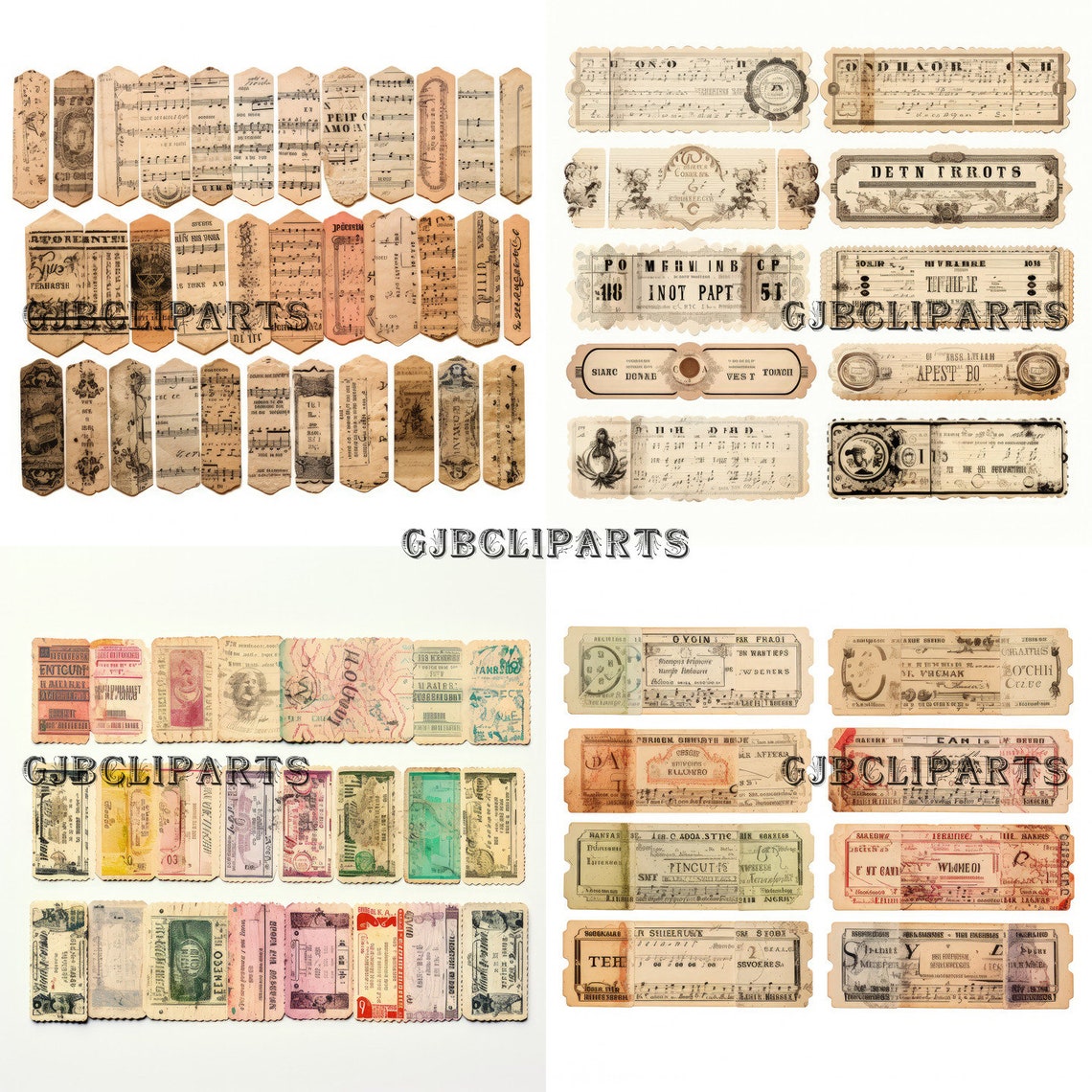 Music Ornamental Vintage Ticket Clipart,evenly Spaced Clipart ...