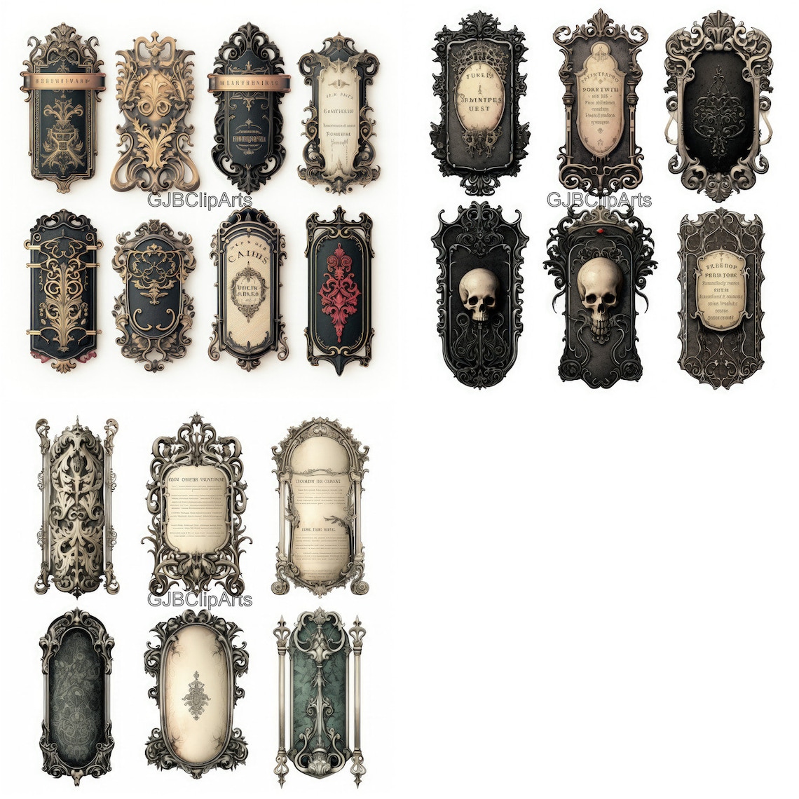 Gothic Fussy Tall Ornate Labels Clipart Gothic Window Clipart Raven ...