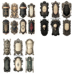 Gothic Fussy Tall Ornate Labels Clipart Gothic Window Clipart Raven ...