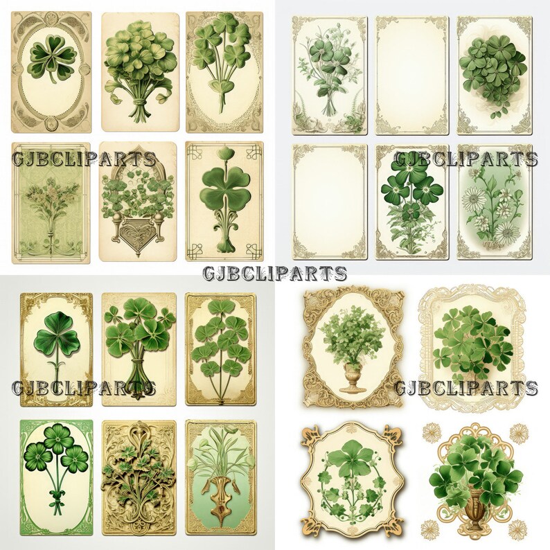 St. Patrick's Day Ornamental Card Clipart, Vintage Card Clipart ...