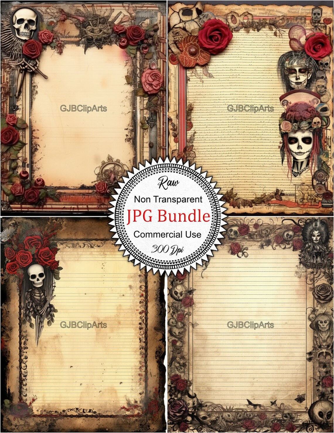 Voodoo Style Lined Page Clipart, Skull Clipart Feather Clipart ...