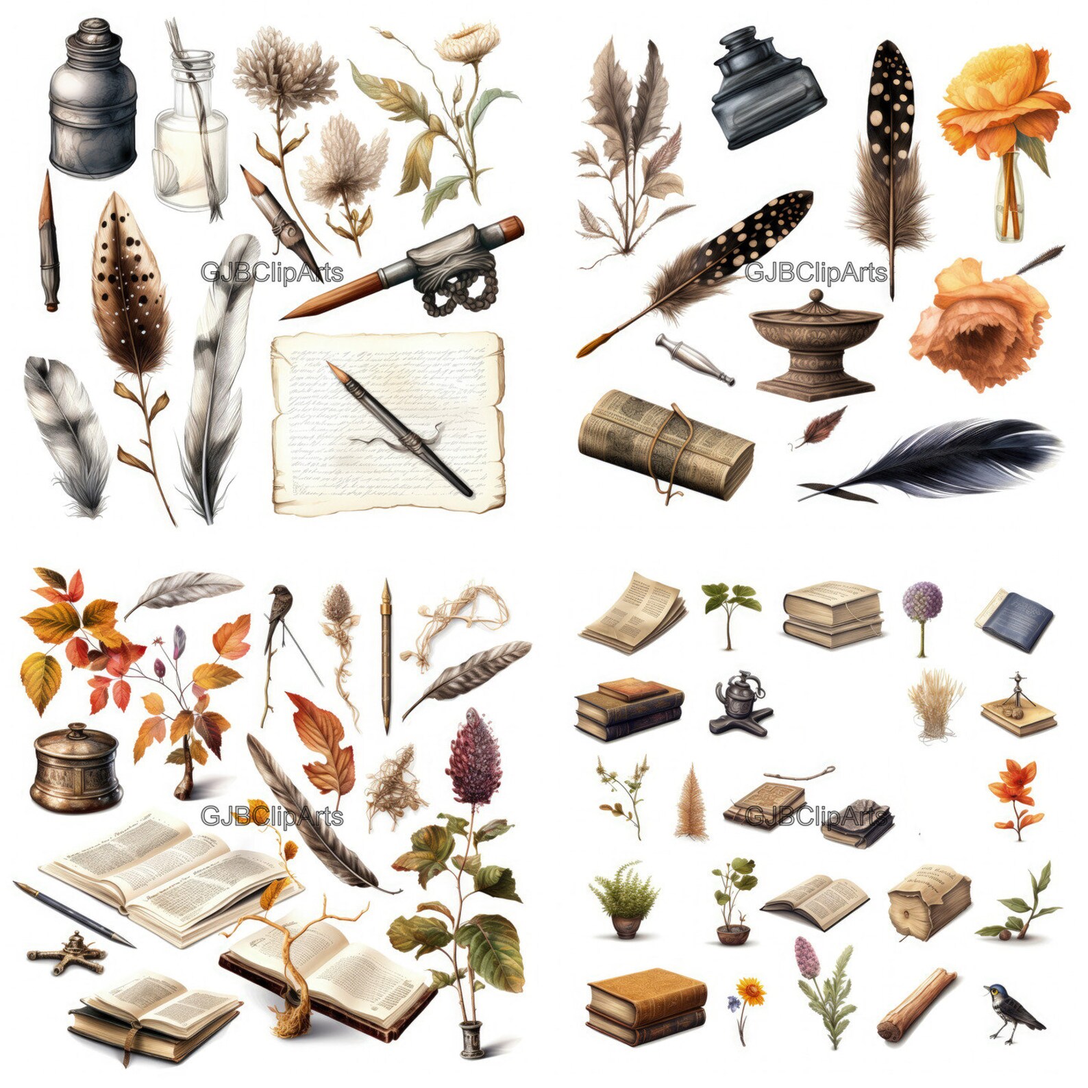 Poetry Collections Clipart, Quill Clipart, Book Clipart, Journaling ...