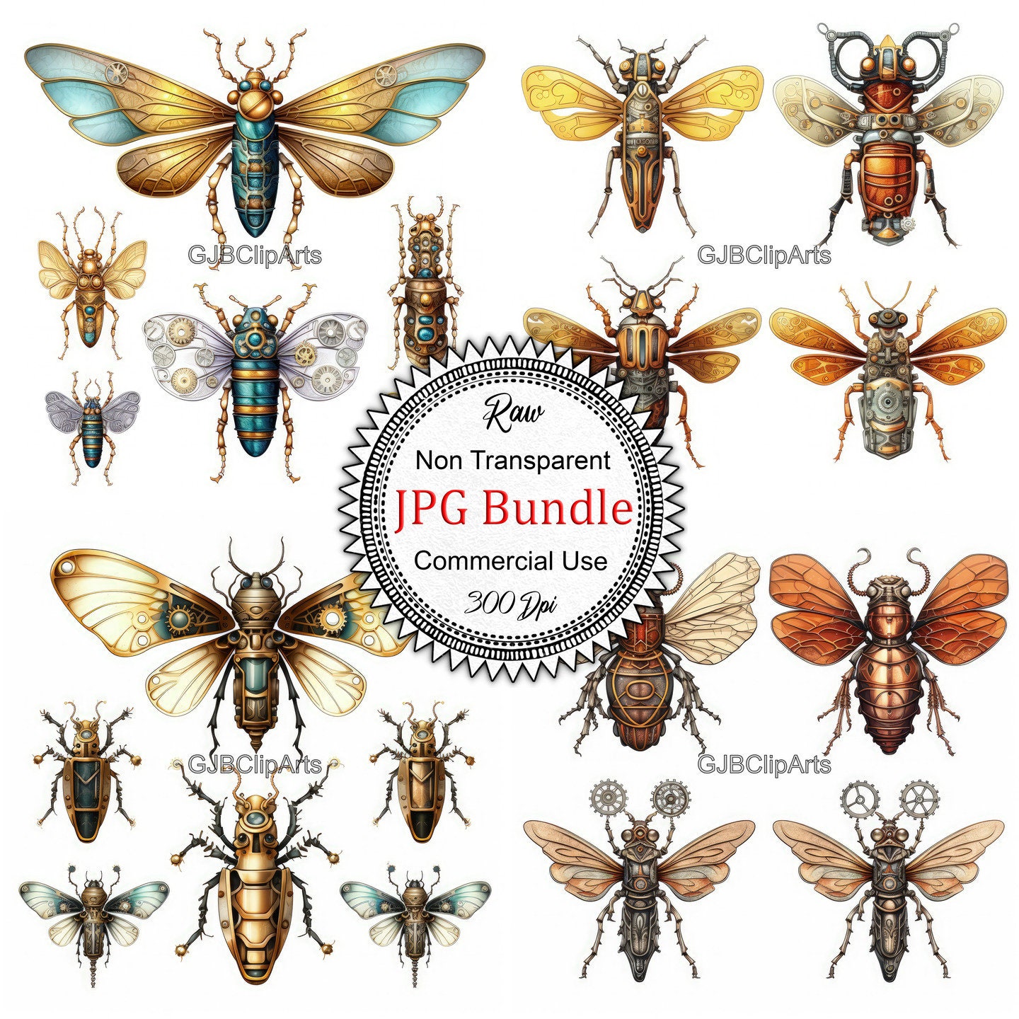 Steampunk Insect Clipart, Beetle Clipart, Cogwheel Clipart, Scrapbook ...