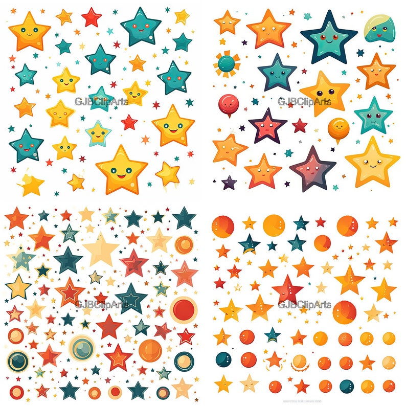 Stars Vector Clipart, Journaling Embellishments, Scrapbooking Paper ...