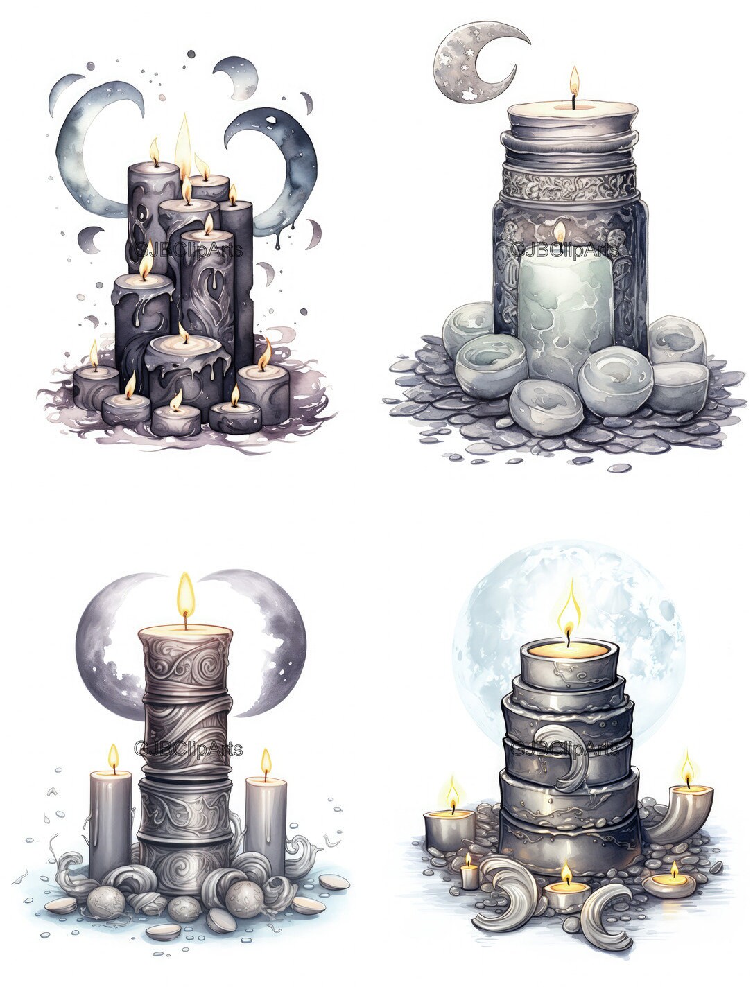 Metallic Silver Spell Candle Clipart, Silver Coin Surroundings Clipart ...
