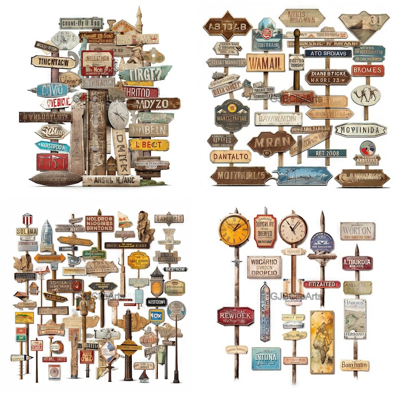 World Travel Road Sign Clipart, Journaling for God, Junk Journal ...