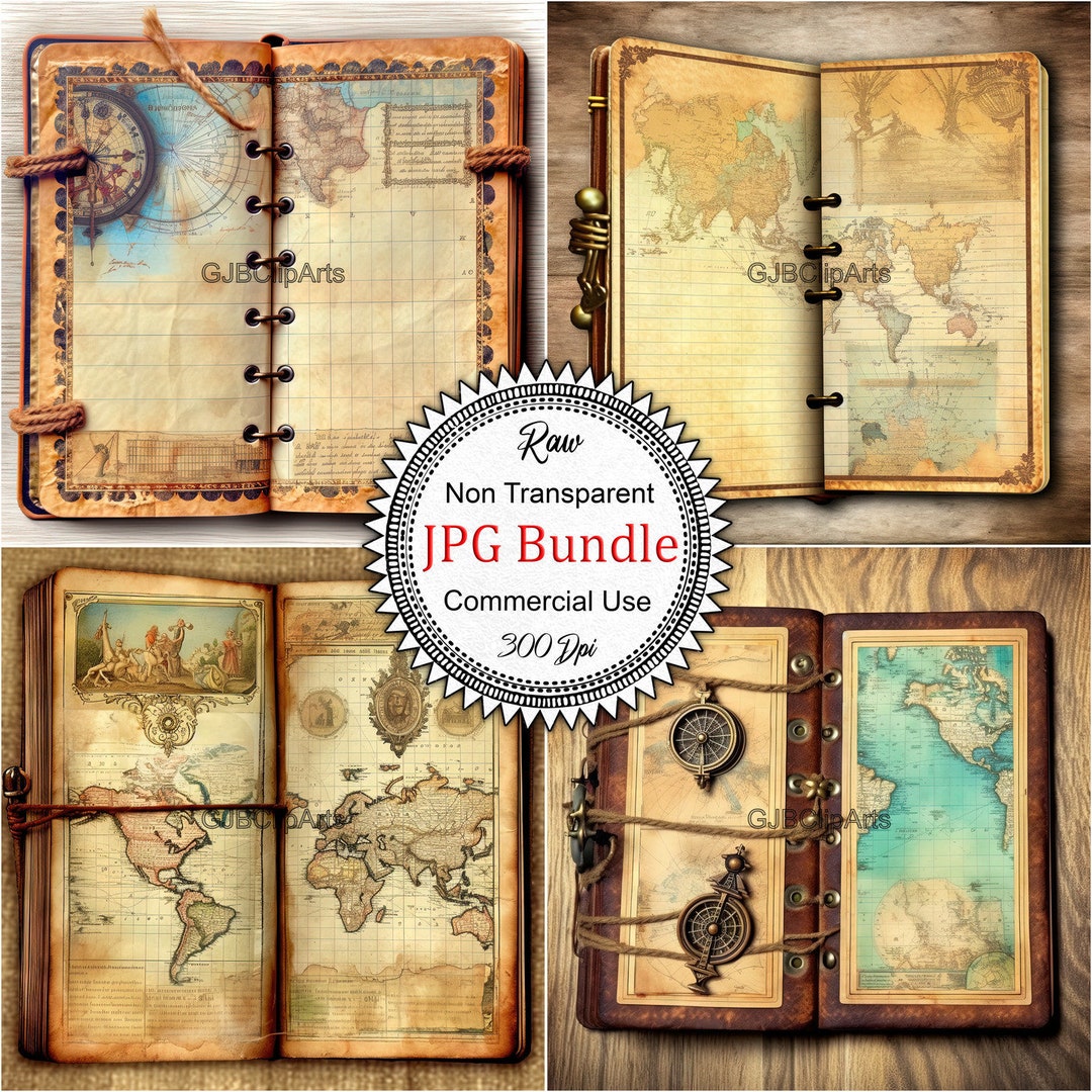 World Travel Lined Pages Clipart, Journaling Notion Template, Junk ...