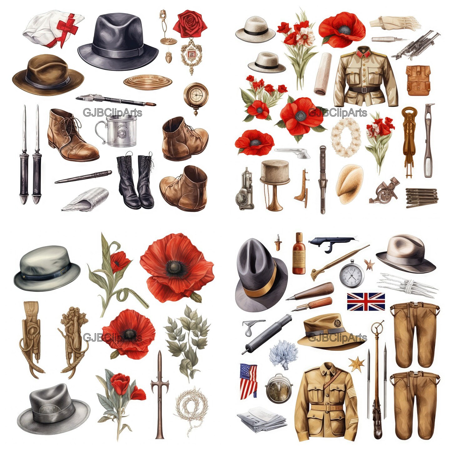 Anzac Day Commemorations Clipart, Poppy Flower Clipart, Soldier Clipart ...