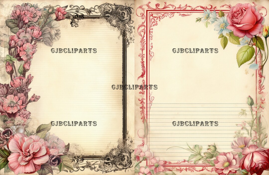 Empty Flower Border Lined Pages Clipart ,mothers Day Lined Page Clipart ...