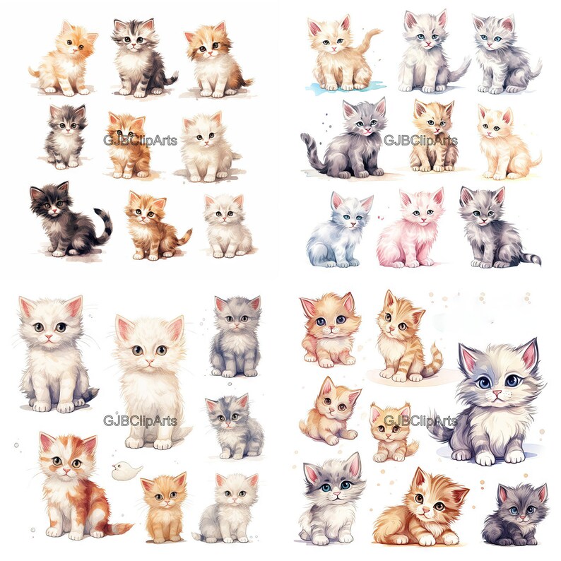 Kitten Clipart, Printable Kitten , Digital Stickers, Digital Clipart ...