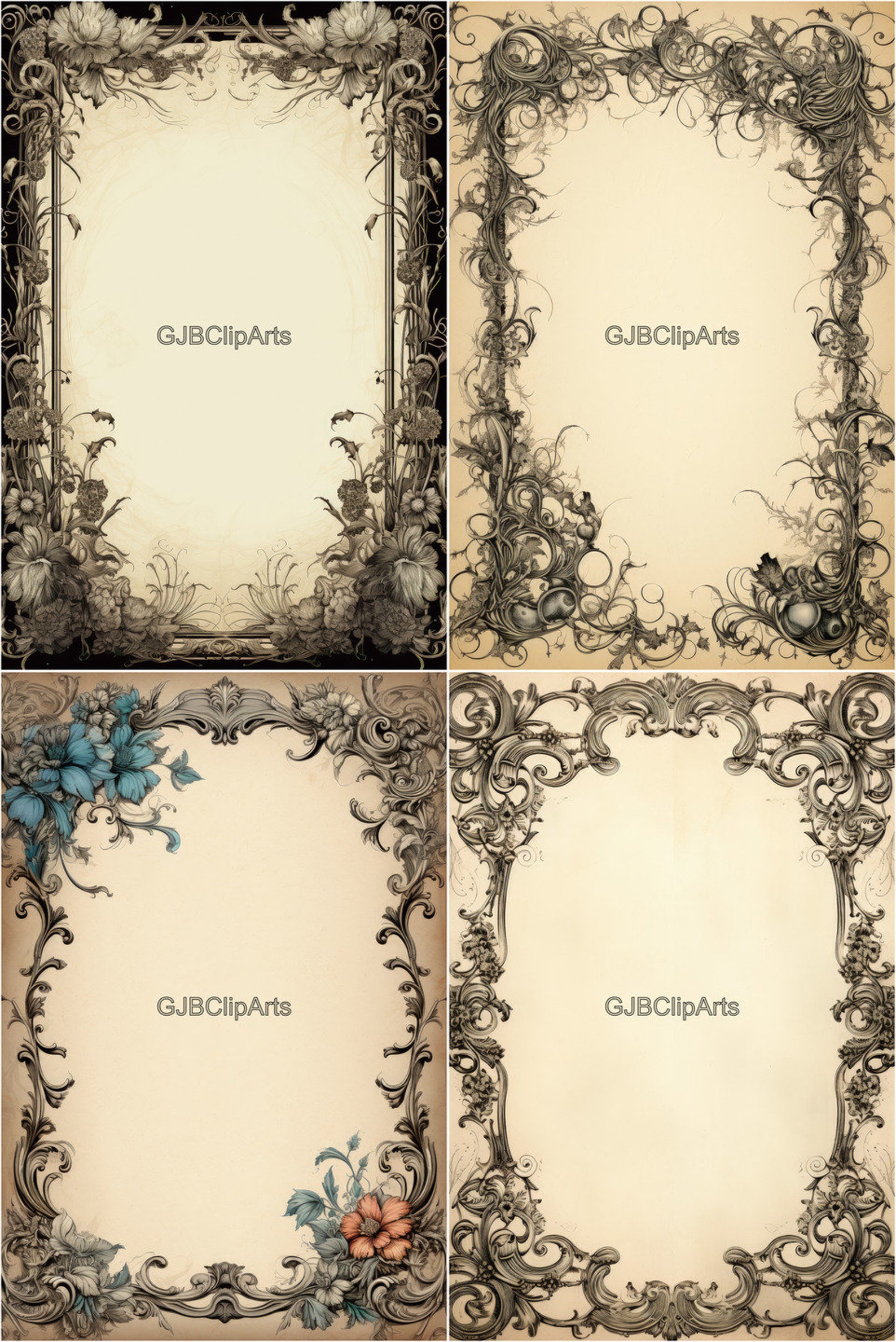 Vintage Blank Page Gothic Style Clipart, Realistic Illustration Clipart ...