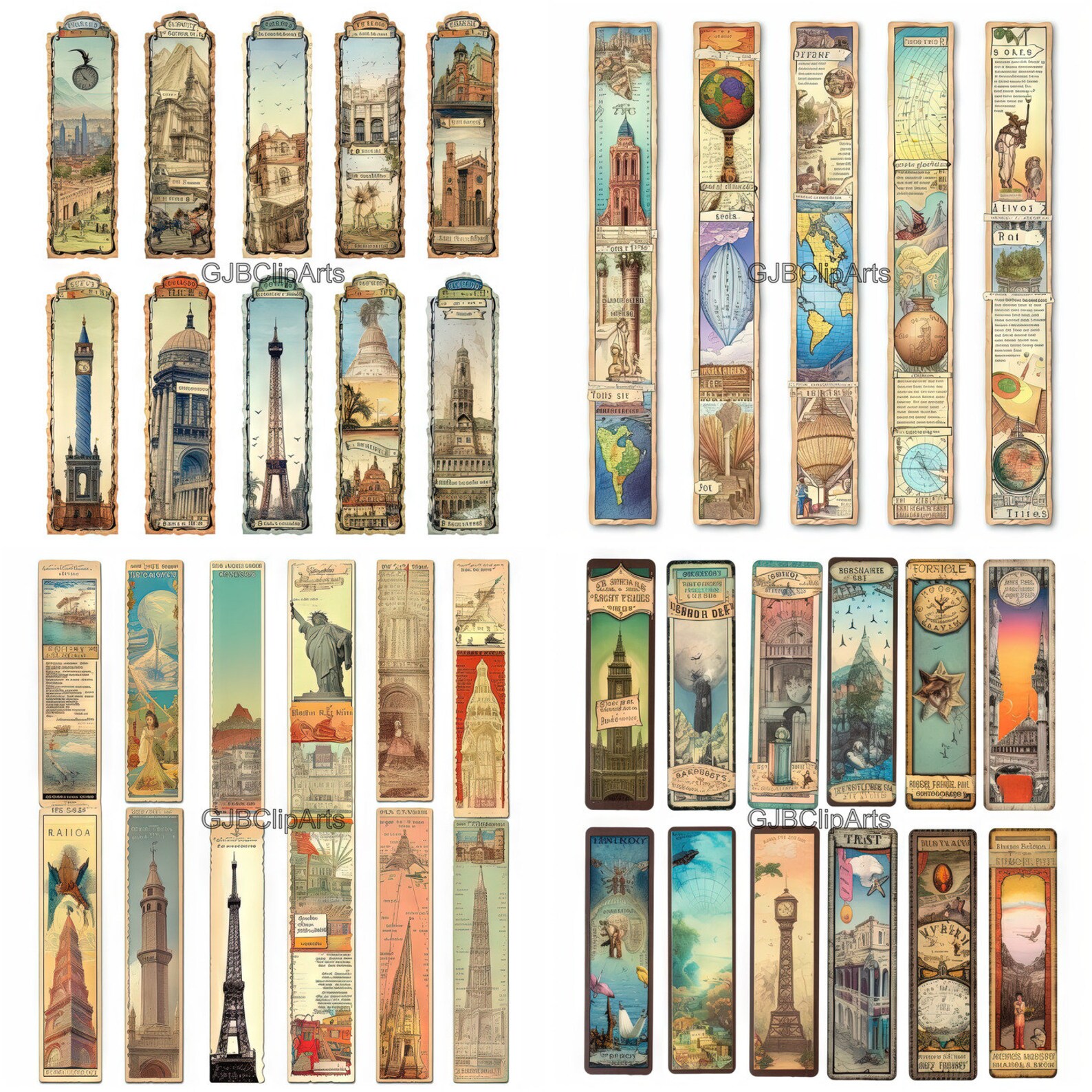 World Travel Bookmark Clipart, Journaling Gift Box, Junk Journaling ...