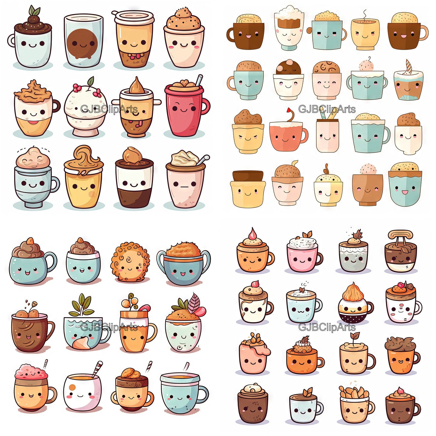 Coffee Clipart, Kawaii Coffee, Digital Stickers, Digital Clipart ...