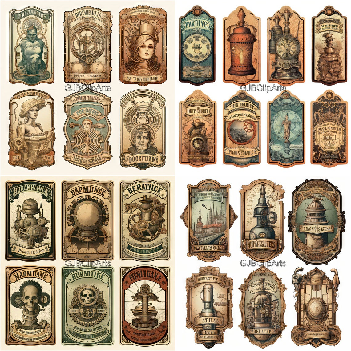 Vintage Steampunk Labels - Digitized Artwork Collection ,digital ...