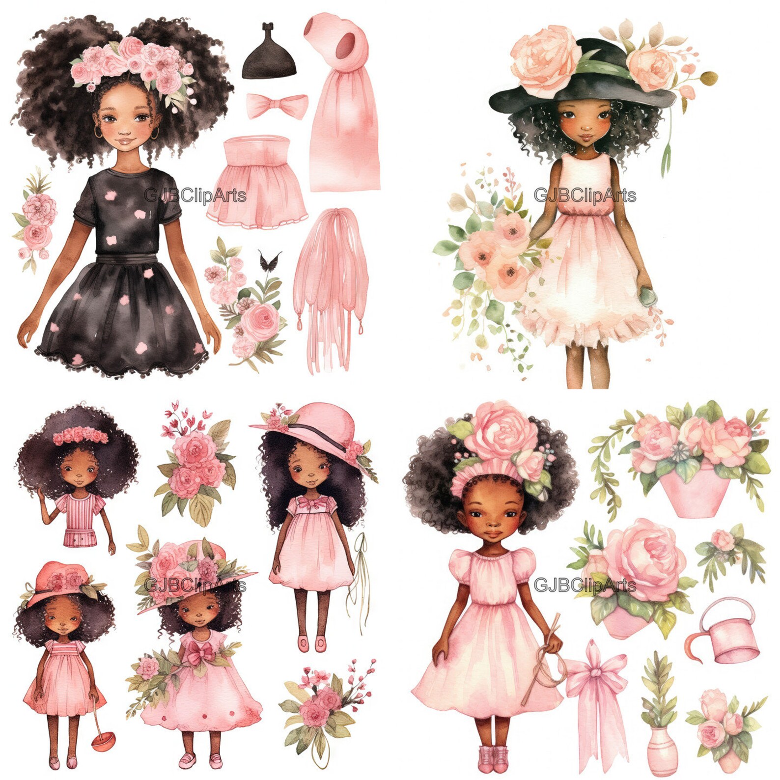 Watercolor Holly Hobbie Girl Clipart, Scrapbook Album, Junk Journaling ...