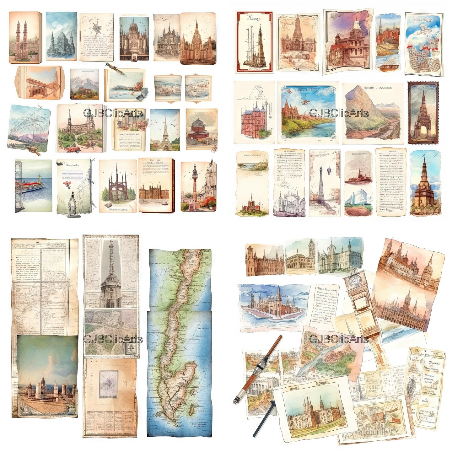 Vintage Old Travel Brochures and Maps:travel Back in Time,digital ...