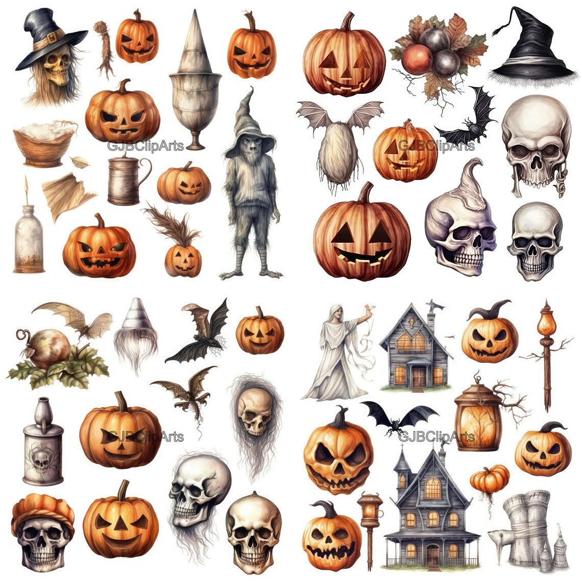 Halloween Haunts Clipart Spooky Clipart Holiday Clipart - Etsy