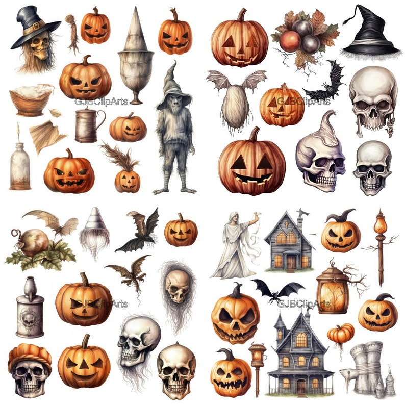 Halloween Haunts Clipart, Spooky Clipart, Holiday Clipart, Journaling ...