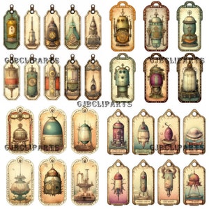 Spaceship Ornamental Tag Clipart, Beautiful Vintage Tags Clipart ...