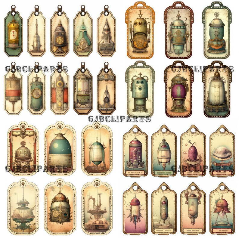 Spaceship Ornamental Tag Clipart, Beautiful Vintage Tags Clipart ...