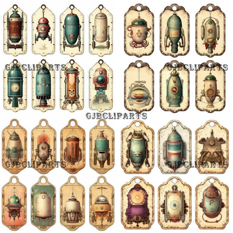 Spaceship Ornamental Tag Clipart, Beautiful Vintage Tags Clipart ...