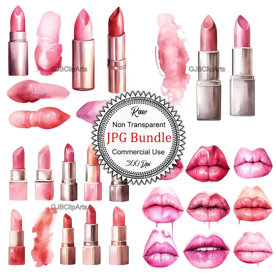 Watercolor Lipstick Smudge Clipart, Lipstick Clipart, Smudge Clipart ...