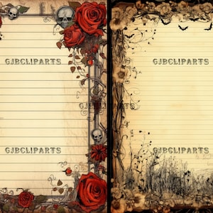 Horror Lined Page, Empty Journal Page With a Border Clipart, Junk ...