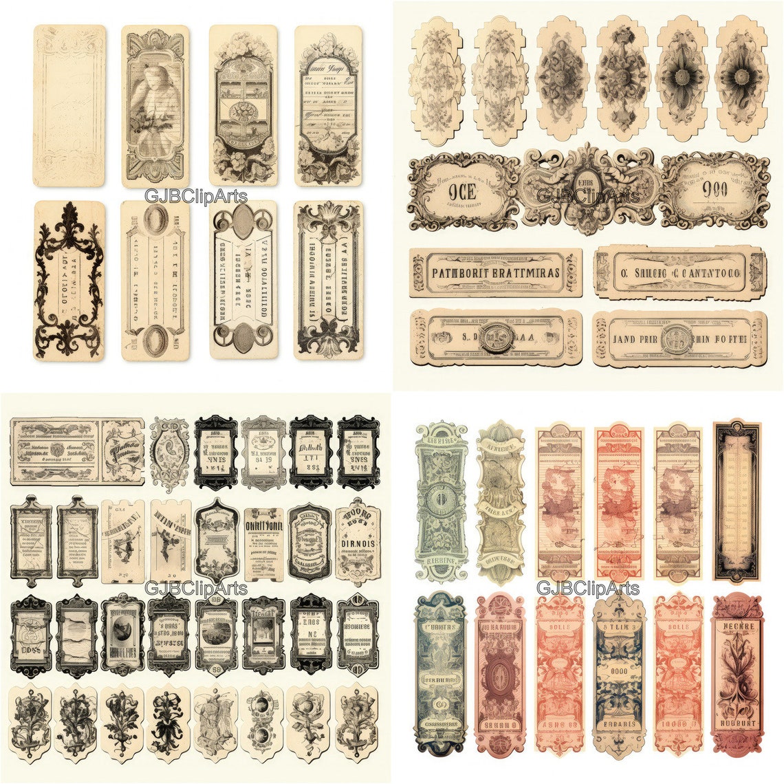 Gothic Fussy Ornamental Vintage Ticket Clipart, Gothic Arch Clipart Bat ...