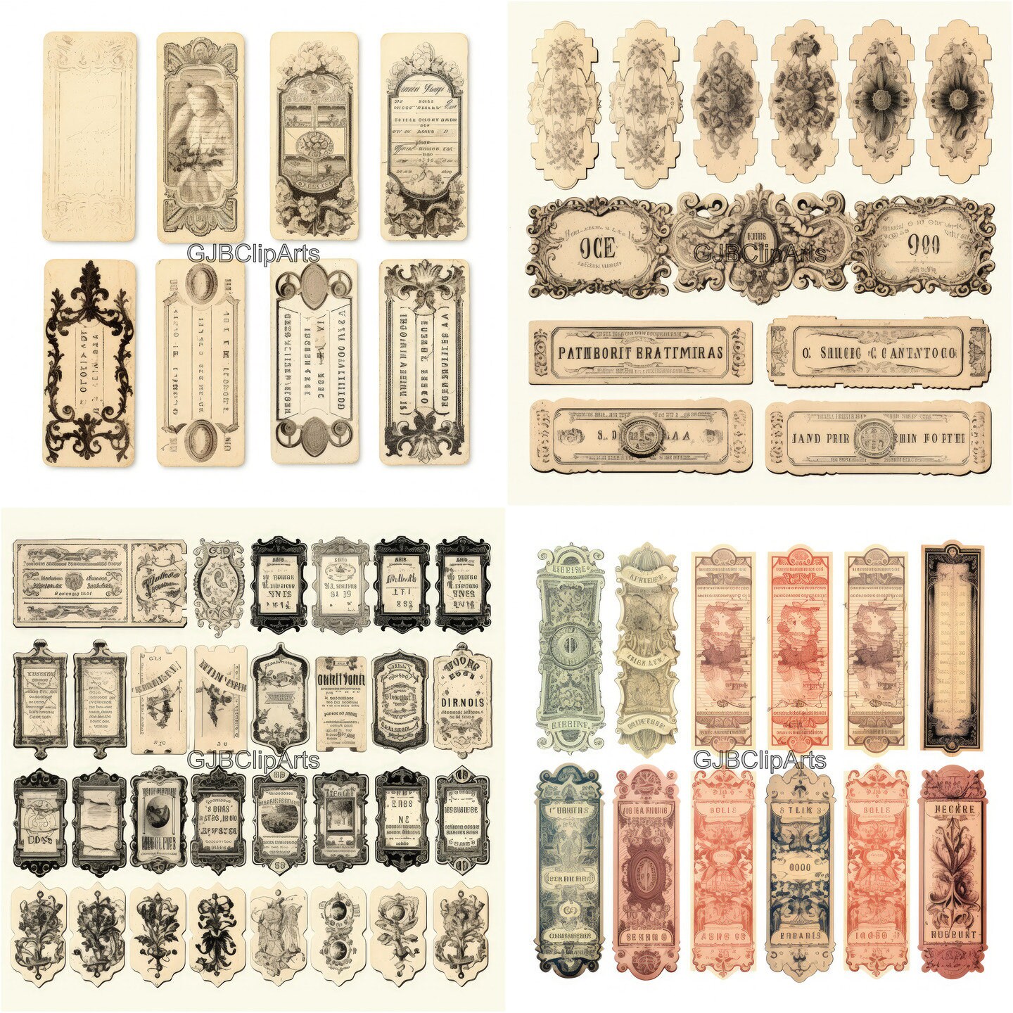 Gothic Fussy Ornamental Vintage Ticket Clipart, Gothic Arch Clipart Bat ...