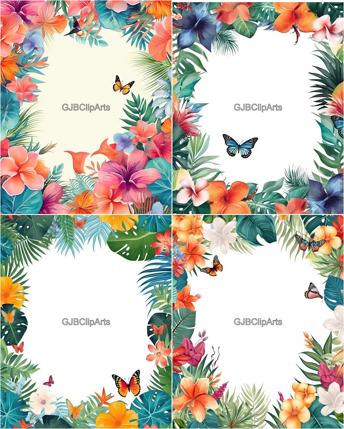 Tropical Pattern Frame Clipart, Multicolored Clipart, Journaling Candle ...