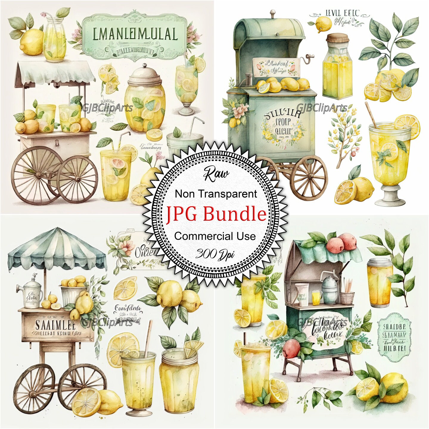 Lemonade Stand Clipart, Flower Lilac Clipart: Watercolor Floral ...