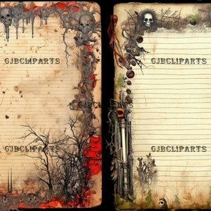 Horror Lined Page, Empty Journal Page With a Border Clipart, Junk ...