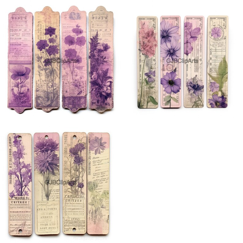 Purple Flora Ticket Stub Clipart, Vintage Ticket Clipart, Junk Journals ...