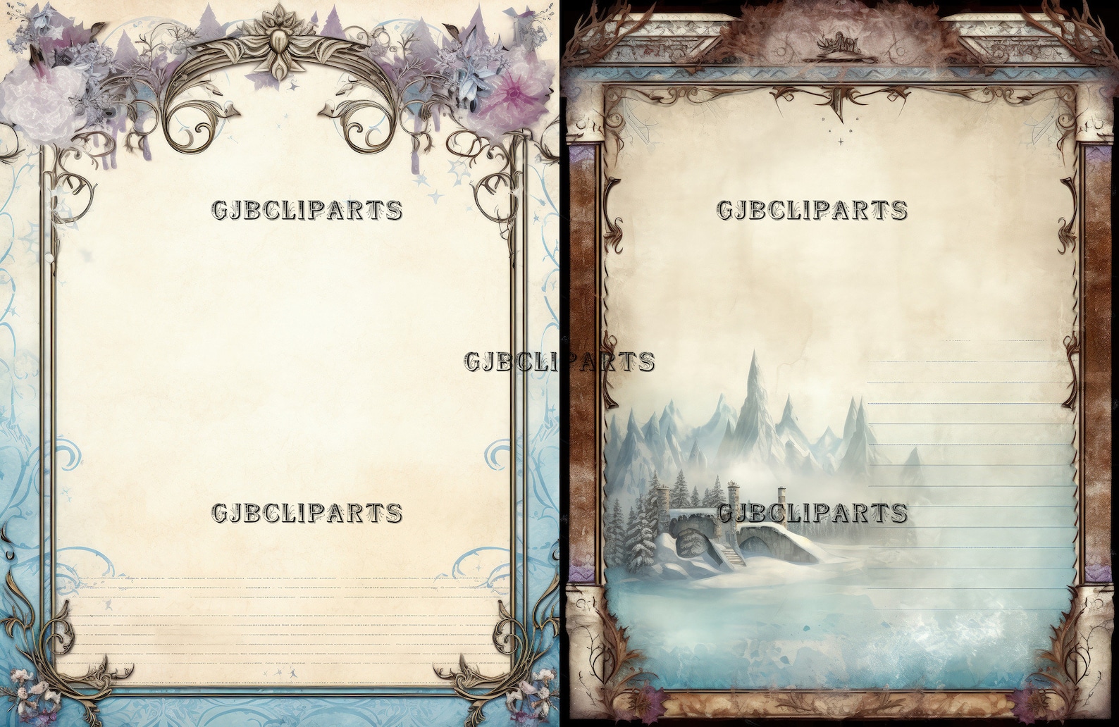 Frozen Kingdom Lined Page, Empty Journal Page Clipart, Junk Journaling ...