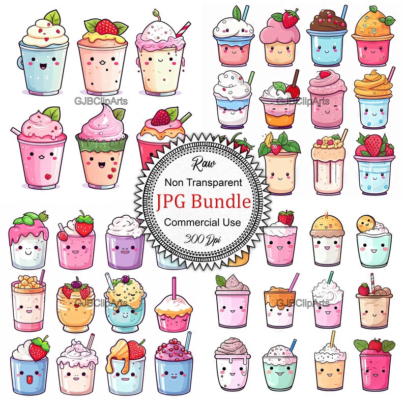 Milkshake Clipart, Kawaii Milkshake, Digital Stickers, Digital Clipart ...
