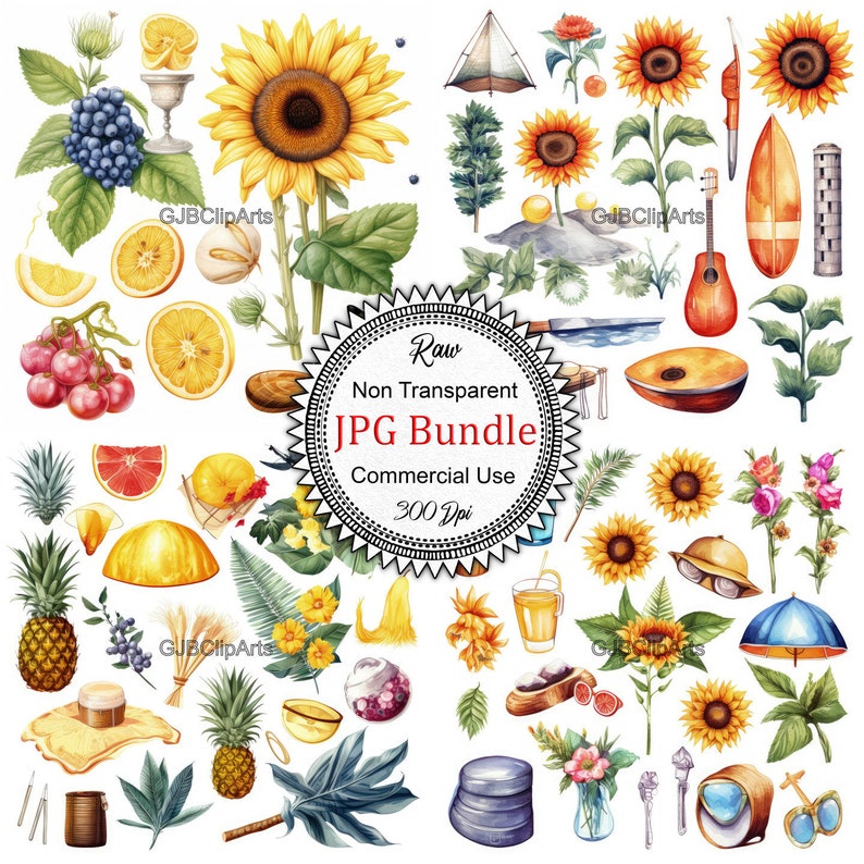 Summer Solstice Activities Clipart, Sun Clipart, Flowers Clipart ...