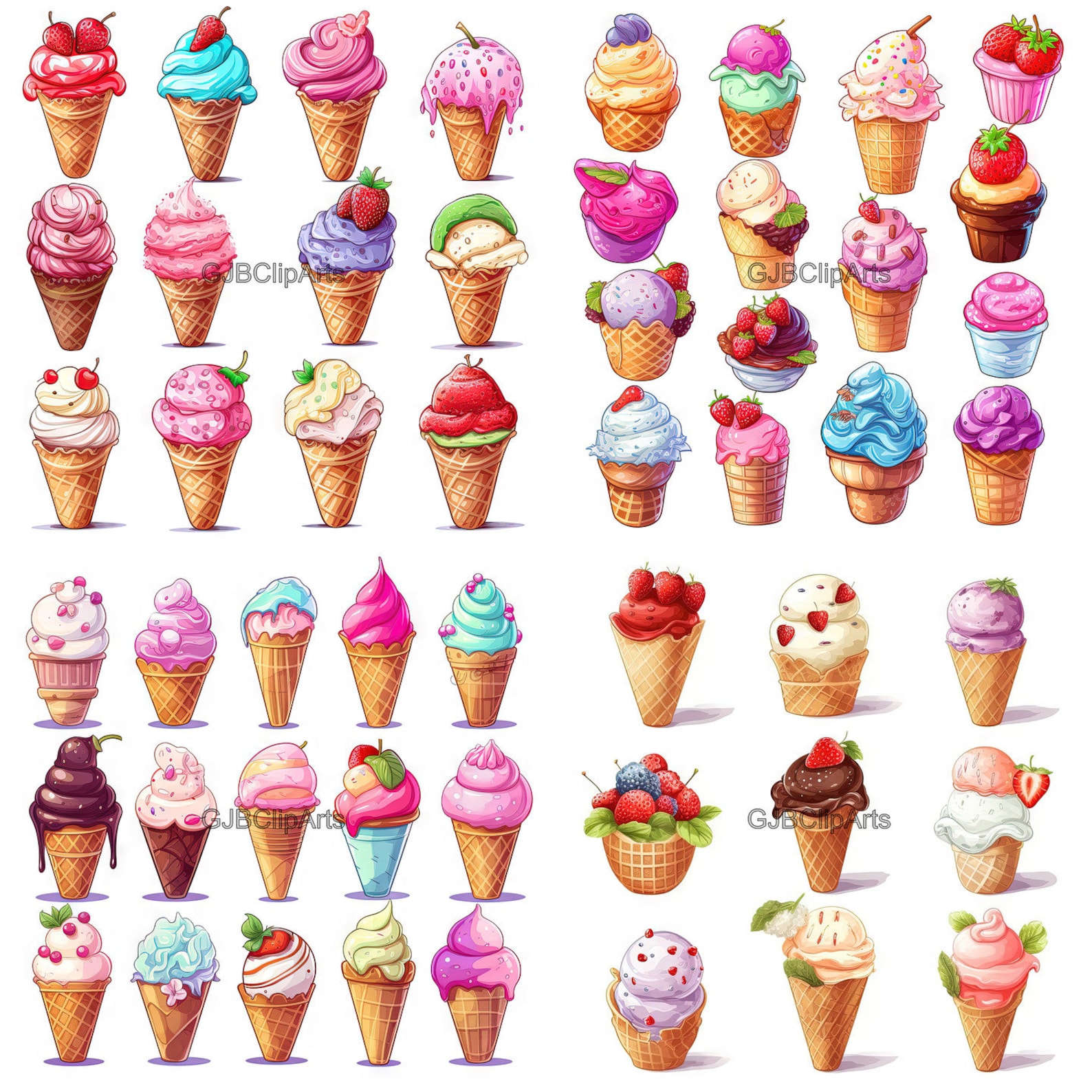 Ice Cream Clipart Digital Stickers, Digital Clipart, Printable Stickers ...