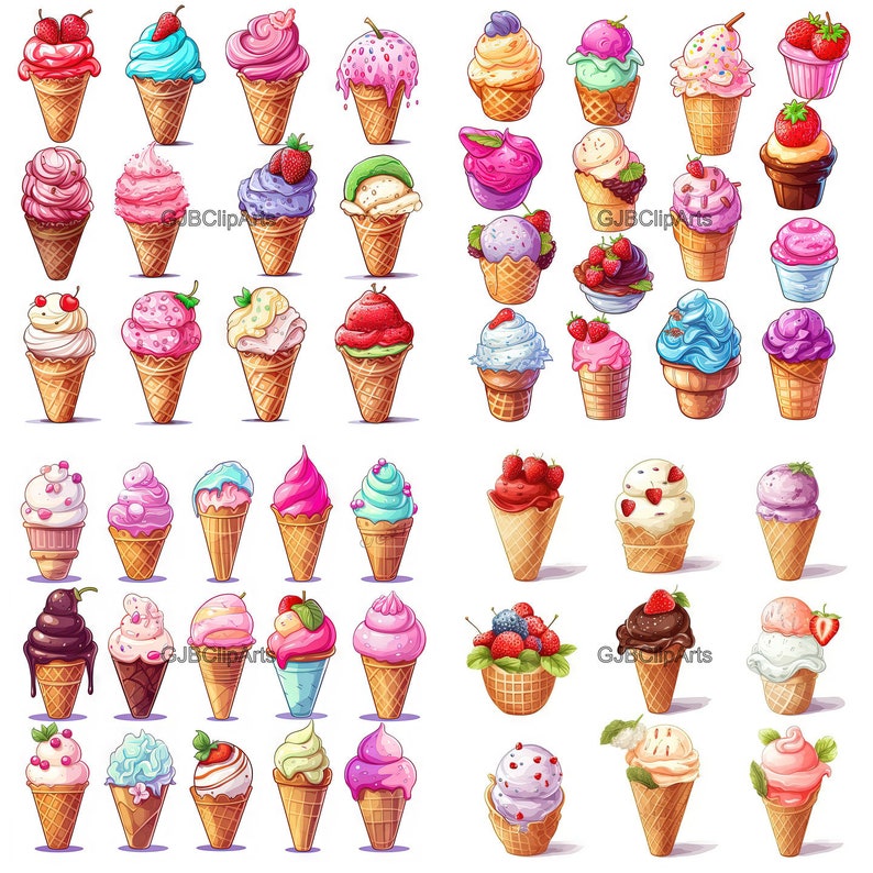 Ice Cream Clipart Digital Stickers, Digital Clipart, Printable Stickers ...